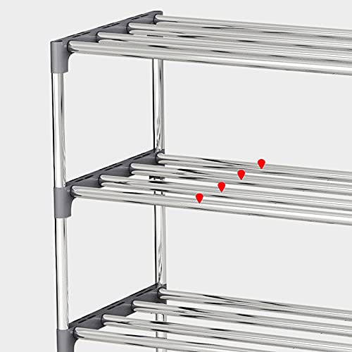 DOONARCES 4 Tiers Grey Bookcase Bookshelf Free Standing Book Toys Storage Rack Organizer Display Shelf Waterproof Metal&Woven Fabric Shelf for Study Room Bedroom Living Room 16 * 10 * 49in