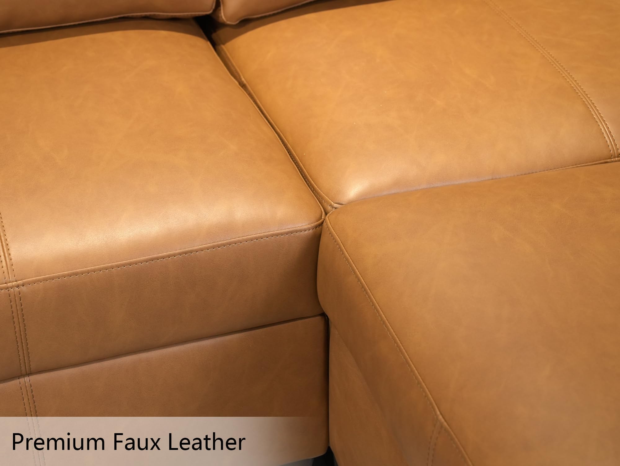 EASE MOOSE Large U Shaped Modular Sectional Sofa with Storage, Faux Leather sectional Sofa 14 Seat Oversized Brown Modular Sectional Couch