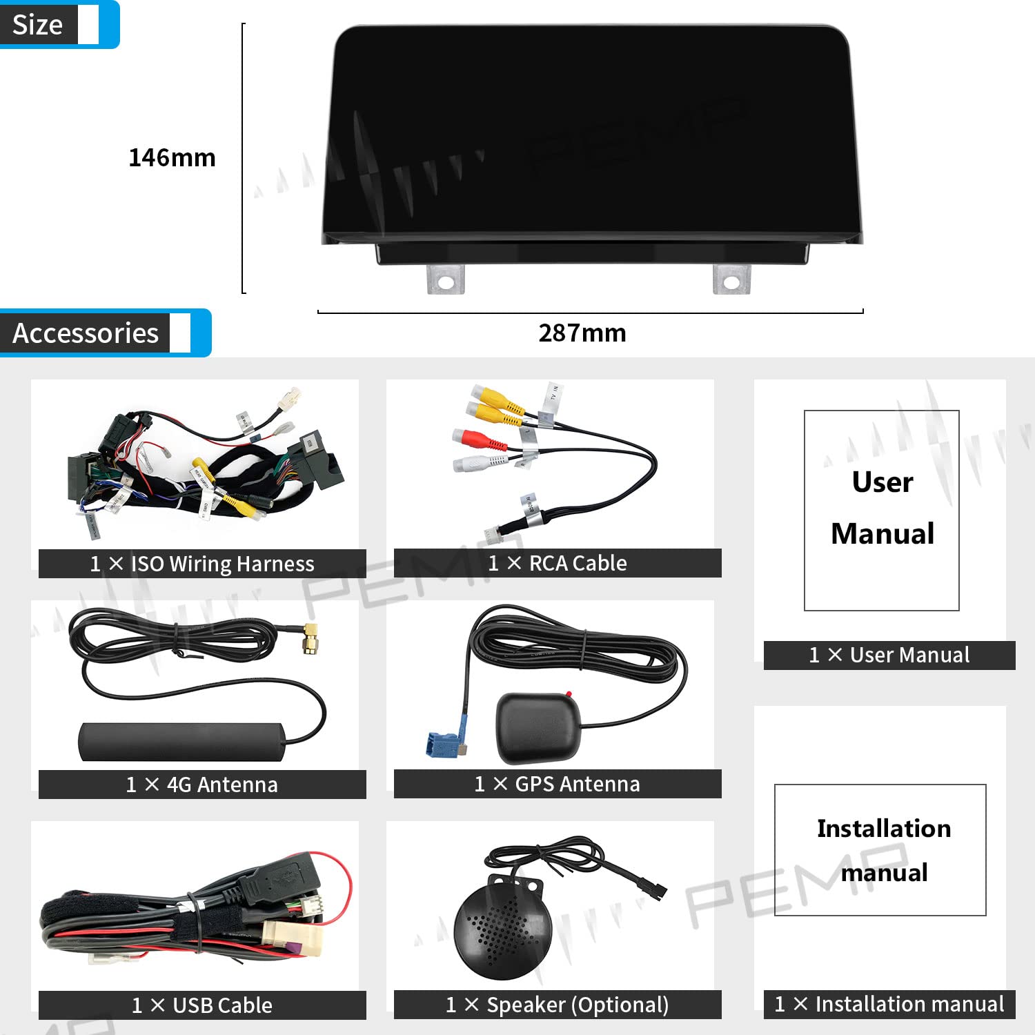 PEMP for BMW F30 F48 F39 NBT EVO Android 13 10.25" 1920x720 Screen, Qualcomm 8core 4G+64GB CarPlay Android Auto Monitor, for BMW 3 Series X1 X2 (2017-2019) NBT EVO ID6