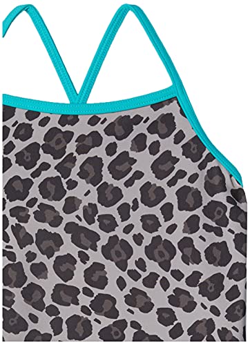 Amazon Essentials Girls' Tankini Rashguard Swimsuit Sets (Previously Spotted Zebra), Grey Cheetah, Medium