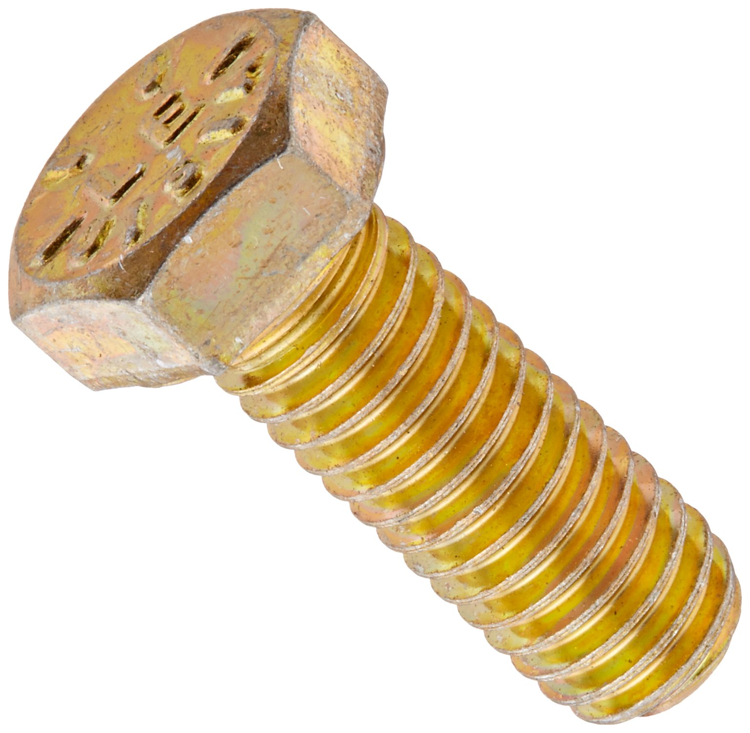 Steel Hex Bolt, Grade 8, Zinc Yellow-Chromate Plated Finish, Hex Head, External Hex Drive, Meets ASME B18.2.1/SAE J429, 3/4" Length, Fully Threaded, 3/8"-16 Threads (Pack of 50)