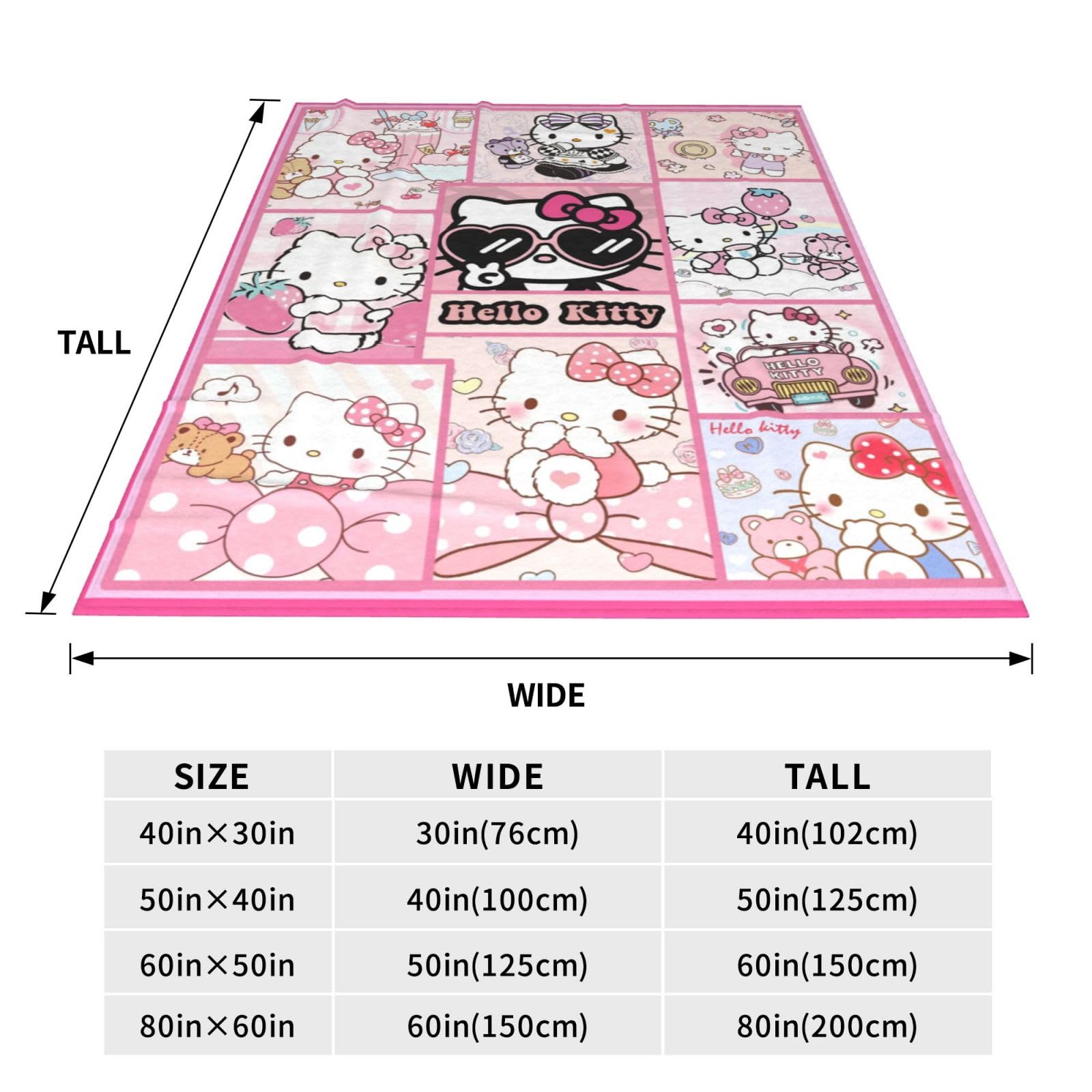 Cartoon Hello Cat Cute Blanket for Girls Ultra-Soft Cozy Flannel Fleece Throw Blankets for Sofa Bed 50"X40"