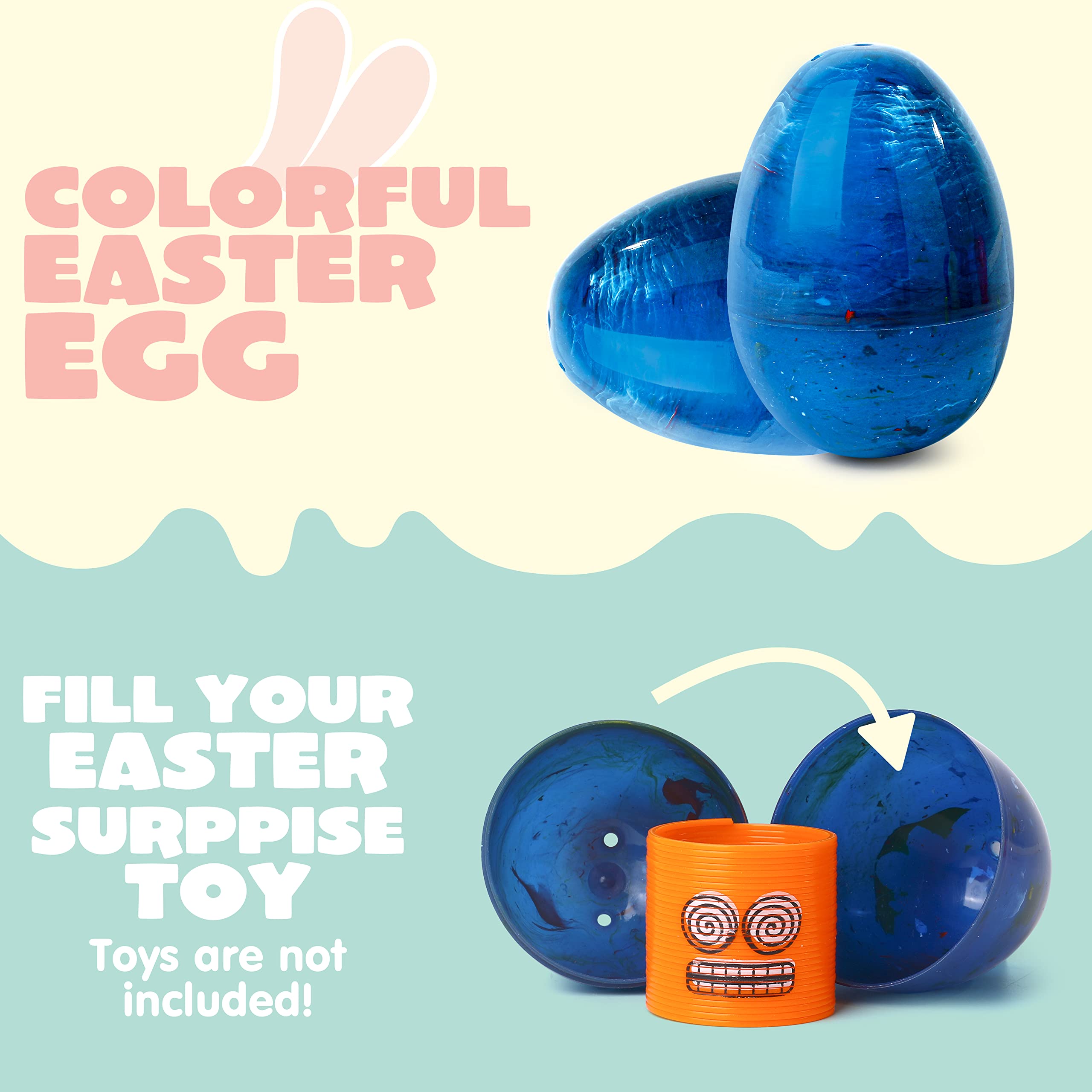 JOYIN 30 Pcs Plastic Iridescent Printed Bright Easter Eggs 3.15" Tall for Easter Hunt, Basket Stuffers Fillers, Classroom Prize Supplies, Filling Treats and Party Favor