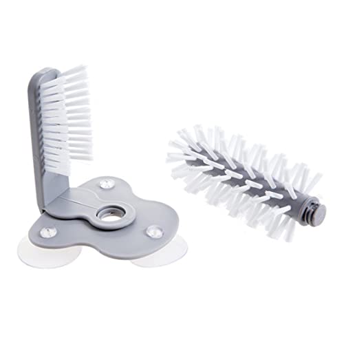 Mednkoku Glass Washer with Suction Base Standing Double Sided Bristle Cleaner Bottle Cleaning Brush Cup Washing Brushes