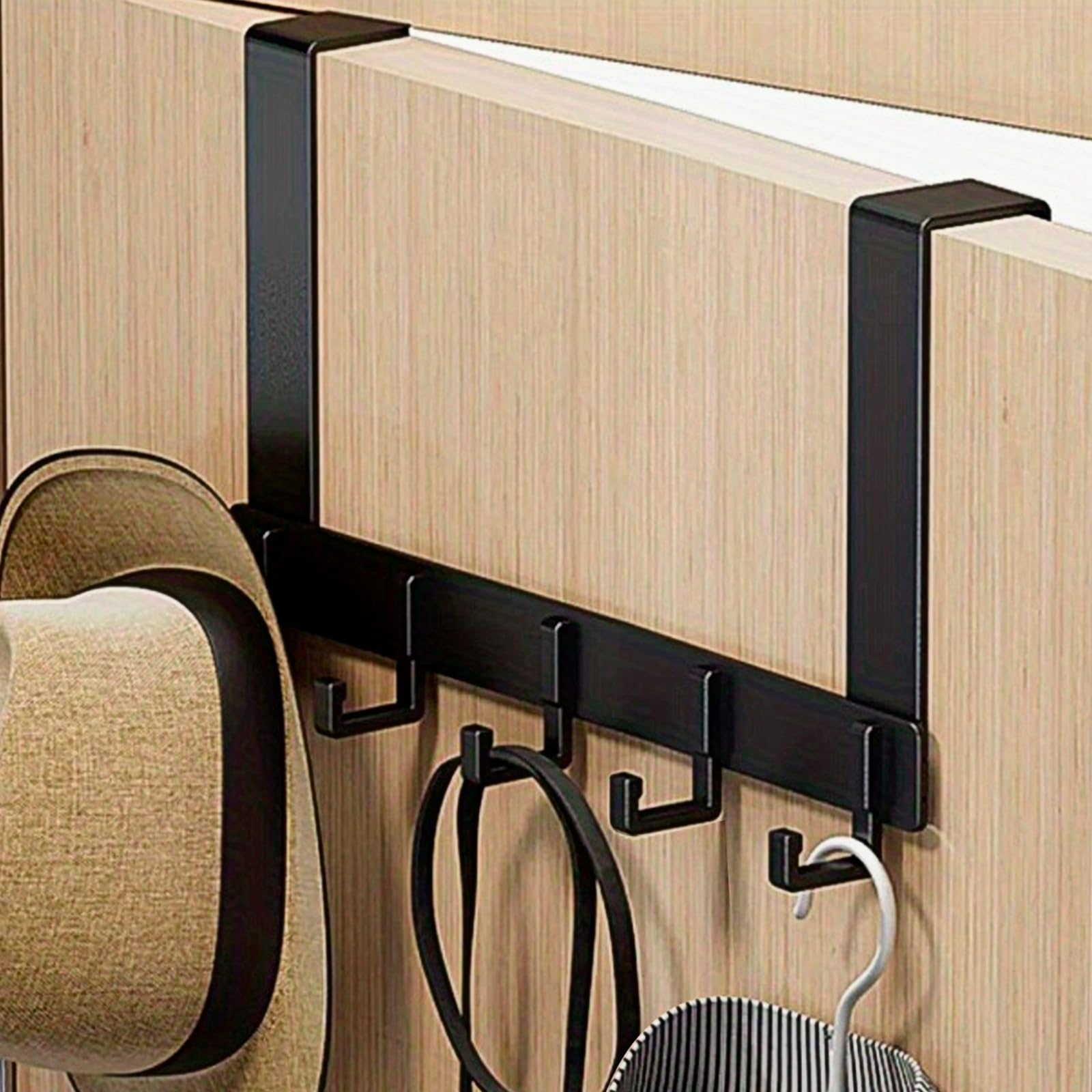 Boguish Over Door Hook Bathroom Pool Towel Rack Wall Mounted 5 L-Shape Metal Coat Hooks for Kitchen Shower Toilet Cabinet Outside Black
