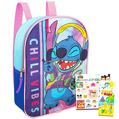 Disney Lilo And Stitch Mini Preschool Backpack For Kids ~ 2 Pc Bundle With 11" Stitch School and Stickers For Boys And Girls | Stitch School Supplies Set
