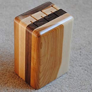 Wisconsinmade Walnut Steak Knife Block with Six Slots, Cherry and Walnut