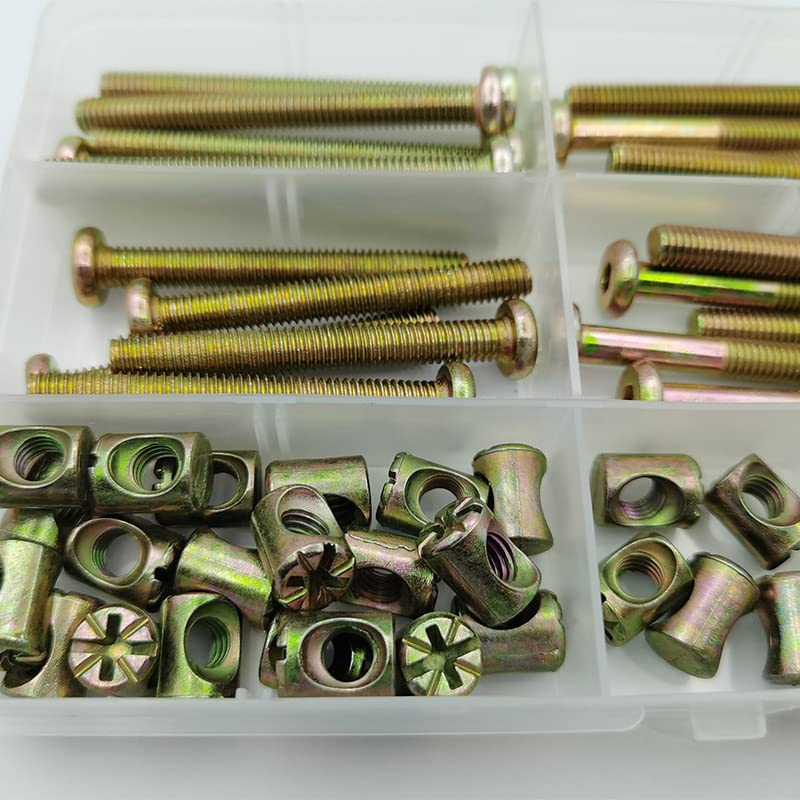 GDFYMI Crib Screws Replacement Set, Delta Crib Screws Hex Socket Cap Bolts Barrel Nut Baby Bed Hardware Replacement Kit Furniture Bolts (25-Set M6)
