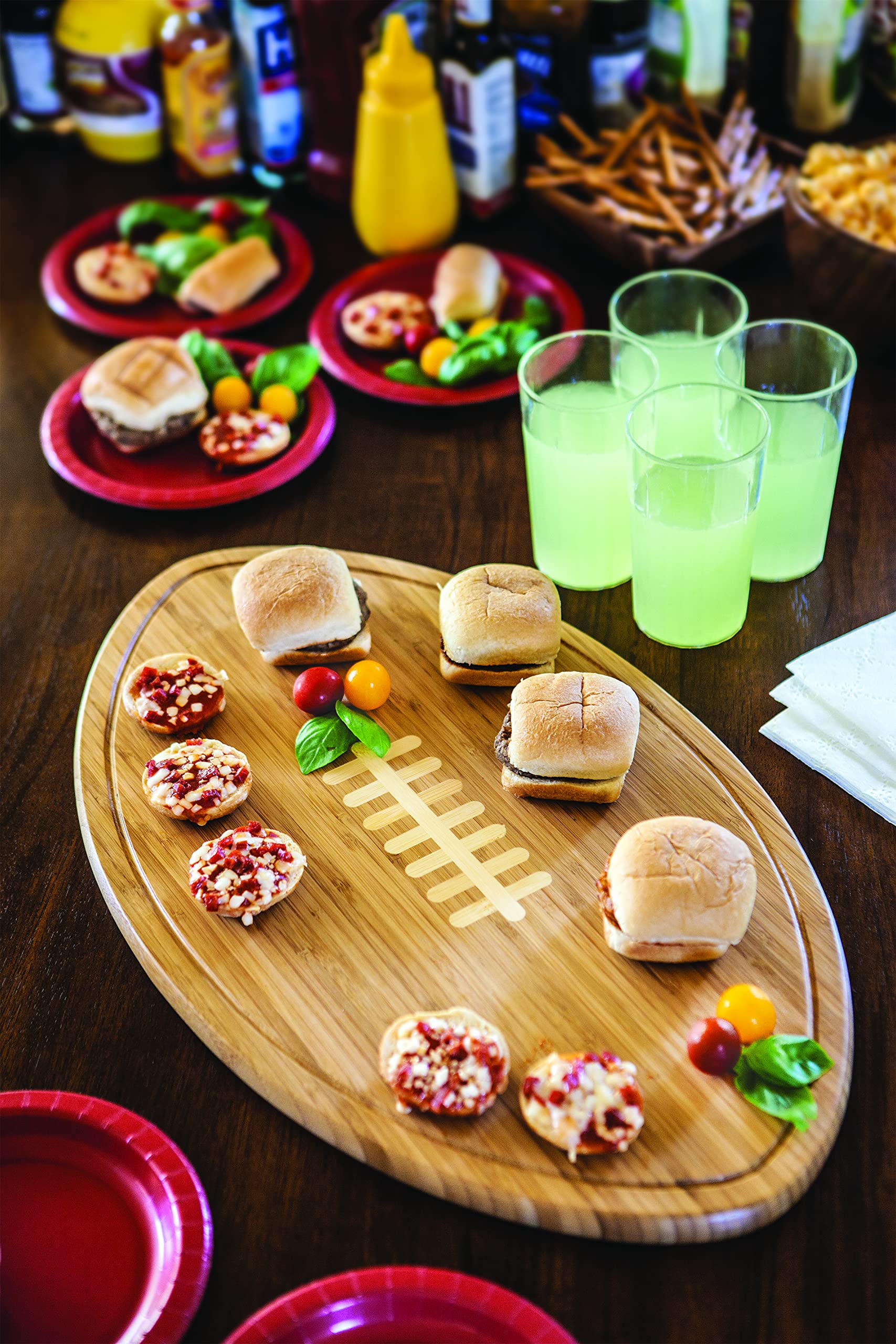 TOSCANA - a Picnic Time Brand Kickoff Football Cheese Board, Novelty Charcuterie Board, Serving Platter, Cheese Boards Charcuterie Boards, Bamboo Brown