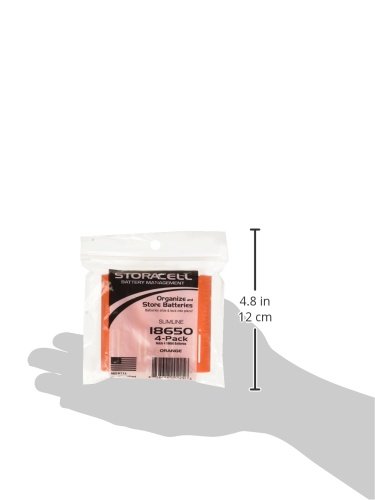 Storacell SL18650ORG by Powerpax SlimLine 18650 Battery Caddy, Orange, Holds 4 Batteries (Not Included)