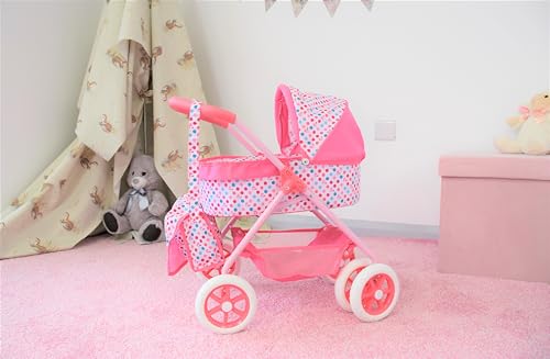 Kookamunga Kids Unicorn Reversible Doll Pram with Diaper Bag. for Kids Aged 3+ Fits Dolls up to 18". Doll not Included.