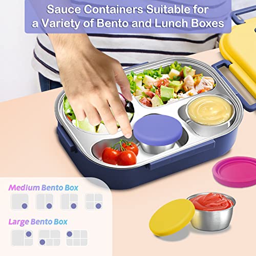 GDDGCUO Salad Dressing Container To Go, 1.7 oz Condiment Container with Lids, Sauce Containers for Lunch Box, Leakproof Silicone Lid, Easy Open, 304 Stainless Steel Small Dipping Sauce Cups (6 pk)