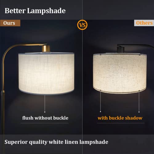 FINNCHY Gold Floor Lamp with Remote Control, Adjustable Height Arc Floor Lamps for Living Room, Modern Gold Standing Lamp Boho Floor Lamp for Bedroom, Smart Dimmable Floor Lamp with 9W LED Bulb