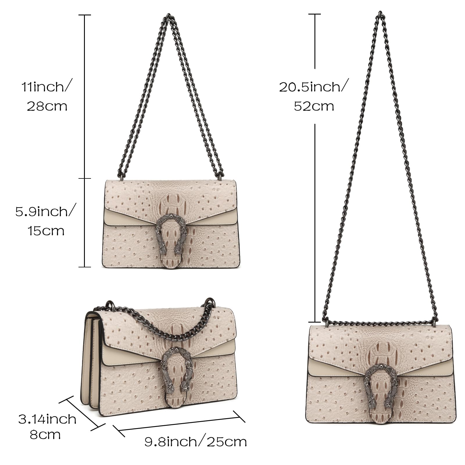 MYHOZEE White Crossbody Bags for Womens, Quilted Crossbody Purses Chain Shoulder Bag for Women