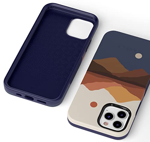 Casely iPhone 12/12 Pro Case | Compatible with MagSafe | Opposites Attract | Day & Night Colorblock Mountain Case