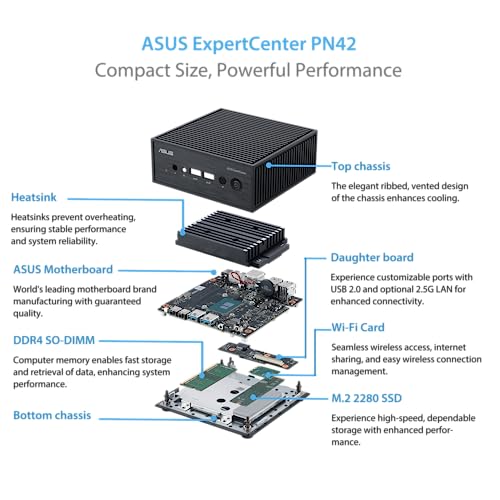 ASUS PN42-BBFN1000X1TD N100/BT5.2/65W/3Y/BK/VESA/BB Desktop, Black