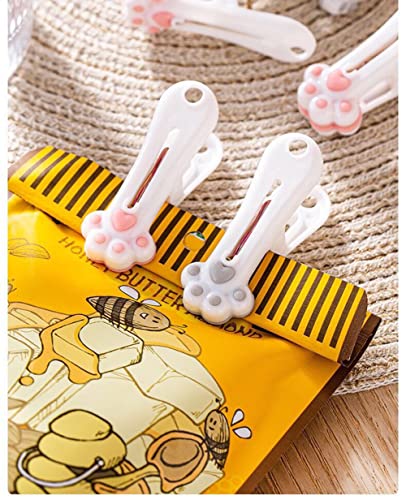 Clothespins Plastic Clothes Pins Heavy Duty Outdoor for Hanging Clothes, Traceless Clothes Pegs, chip Clips, Plastic Sealing Clip, Snack Bags Clips with Cute Cat Claw Pattern