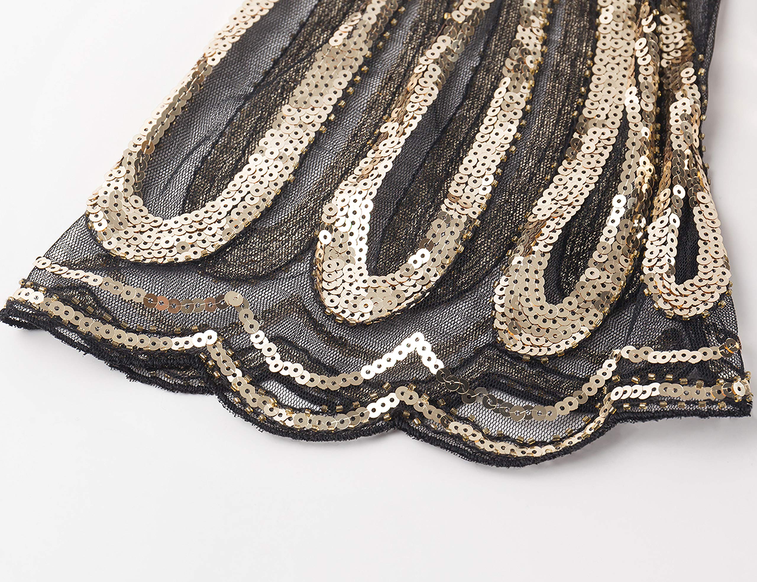 BABEYOND 1920s Sequin Shawl Wrap Gatsby Beaded Evening Cape Flapper Bolero Shrug (Black, X-Large)
