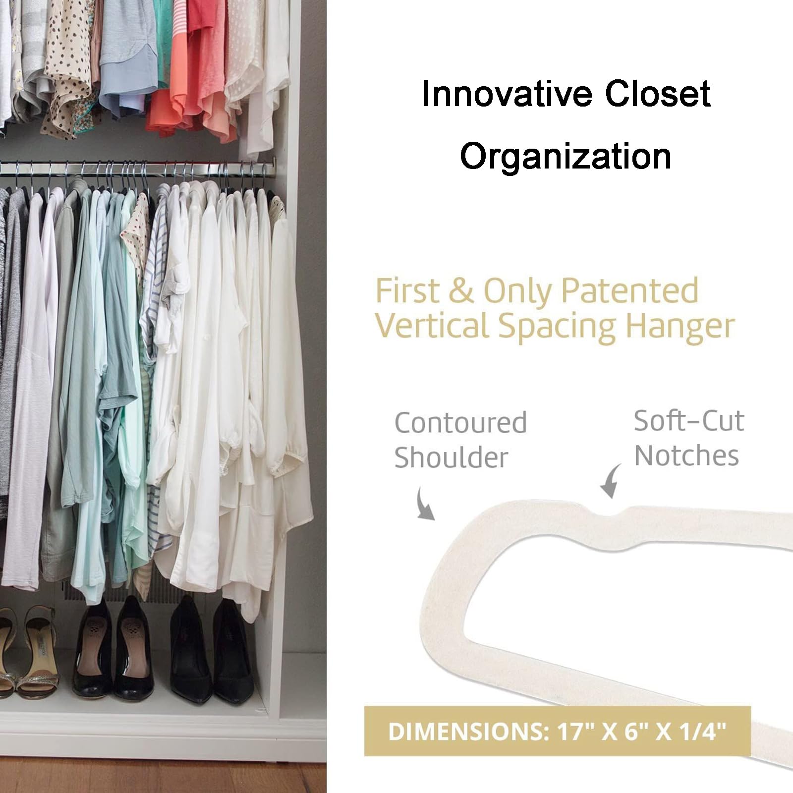 CUTSKY Velvet Hangers 50 Pack, Ultra Slim & Short Neck Hanger, 360 Swivel Hook, Space Saving Durable Non-Slip Felt Hangers,Beige b