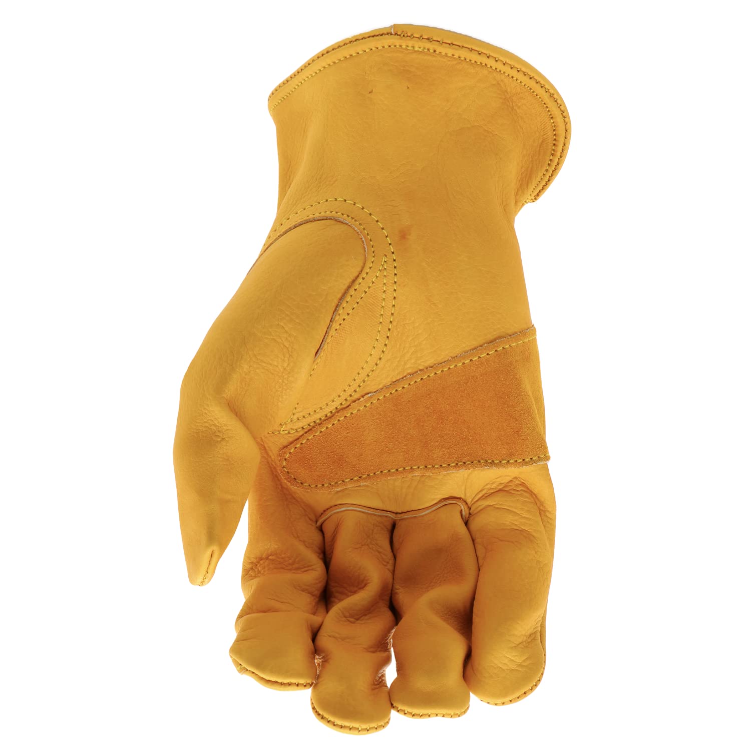 Boss Men's Durable Full-Grain Cowhide Leather Work Gloves, Abrasion Resistant, Keystone Thumb, Reinforced Palm Patch, Tan, Medium (B81001-M)
