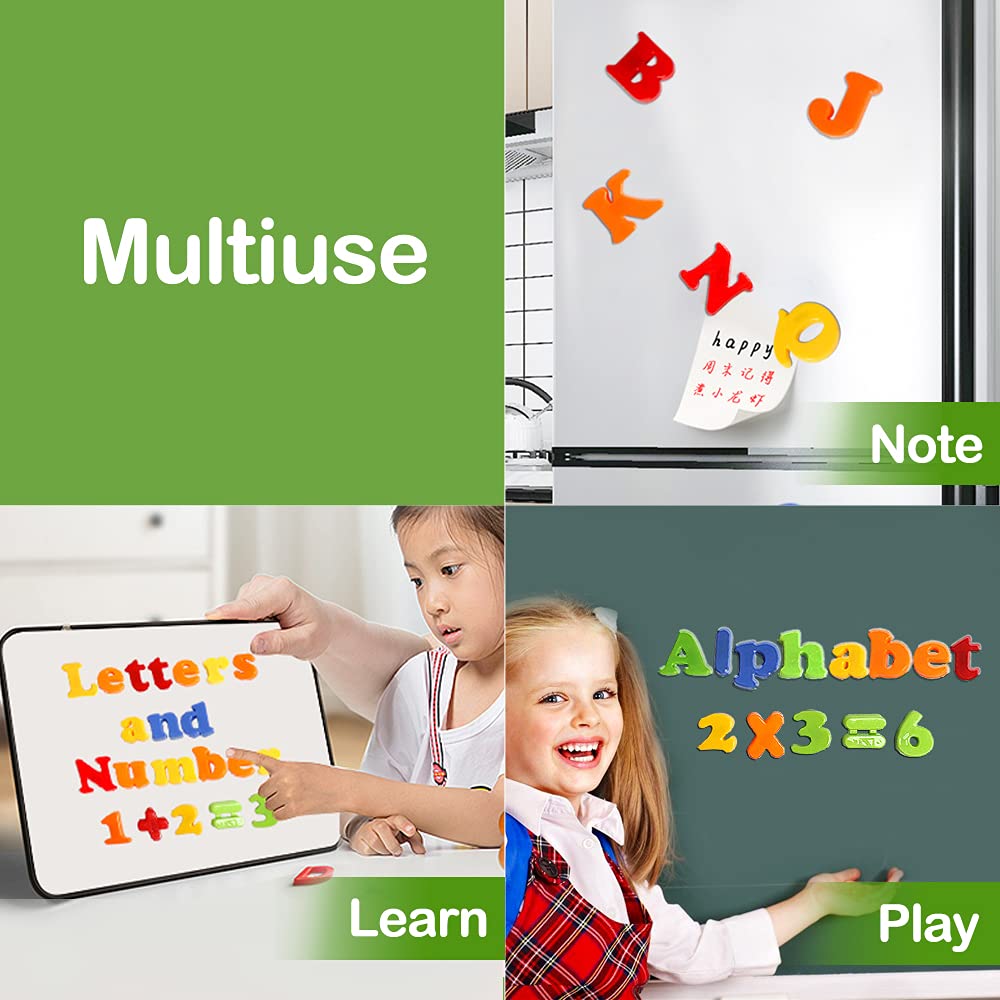 RAEQKS Magnetic Letters Numbers Alphabet ABC Colorful 123 Refrigerator Fridge Magnets for Vocabulary Educational Toy Set Preschool Learning Spelling Counting Game Uppercase Lowercase for Kids Age 3+