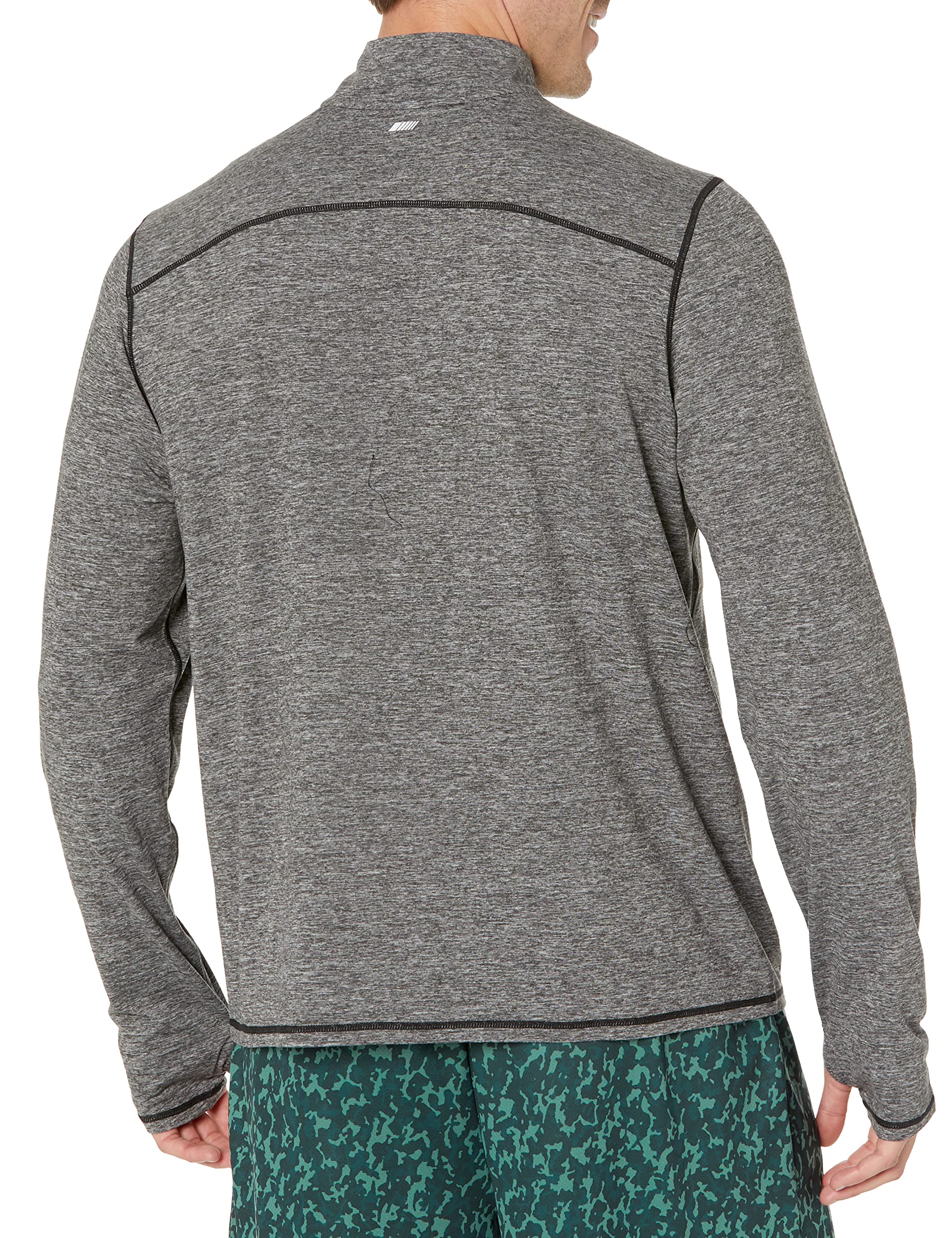 Amazon Essentials Men's Tech Stretch Quarter-Zip Shirt, Black Space Dye, Medium