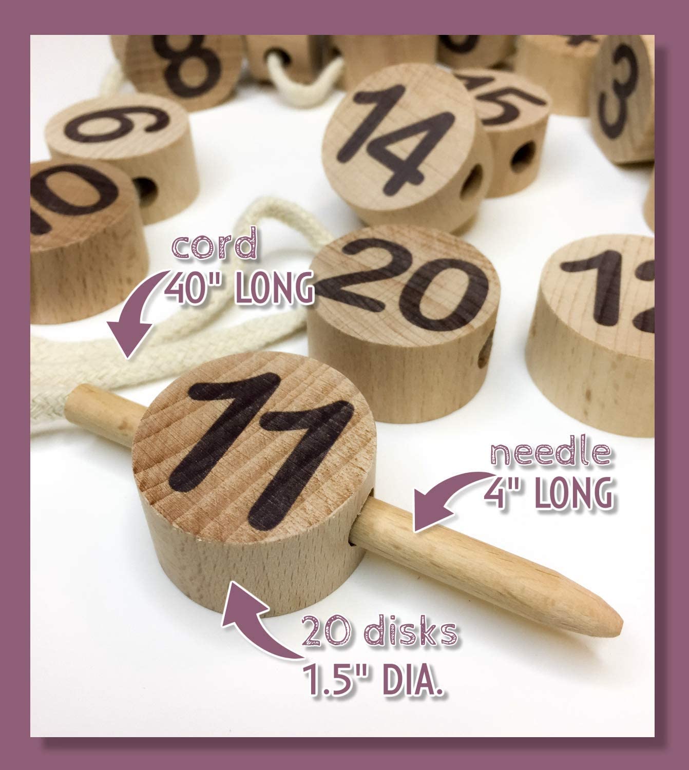 Montessori Toys for Toddlers Lacing Beads with Numbers - Developmental and Fine Motor Skills Toy