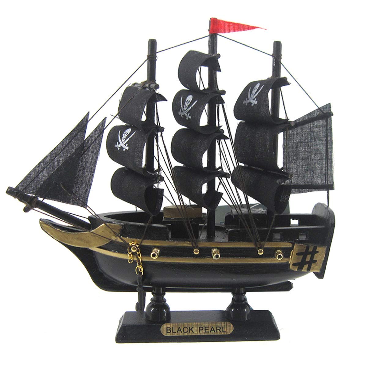 Chesapeake Bay 68704 Wood Black Pearl Pirate Ship Fully Assembled 6 Inches