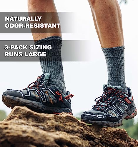 Merino.tech Merino Wool Socks for Women And Men - 85% Merino Wool Hiking Socks Crew Style (Multicolor: Brown, Dark Green, Red, 9-12)