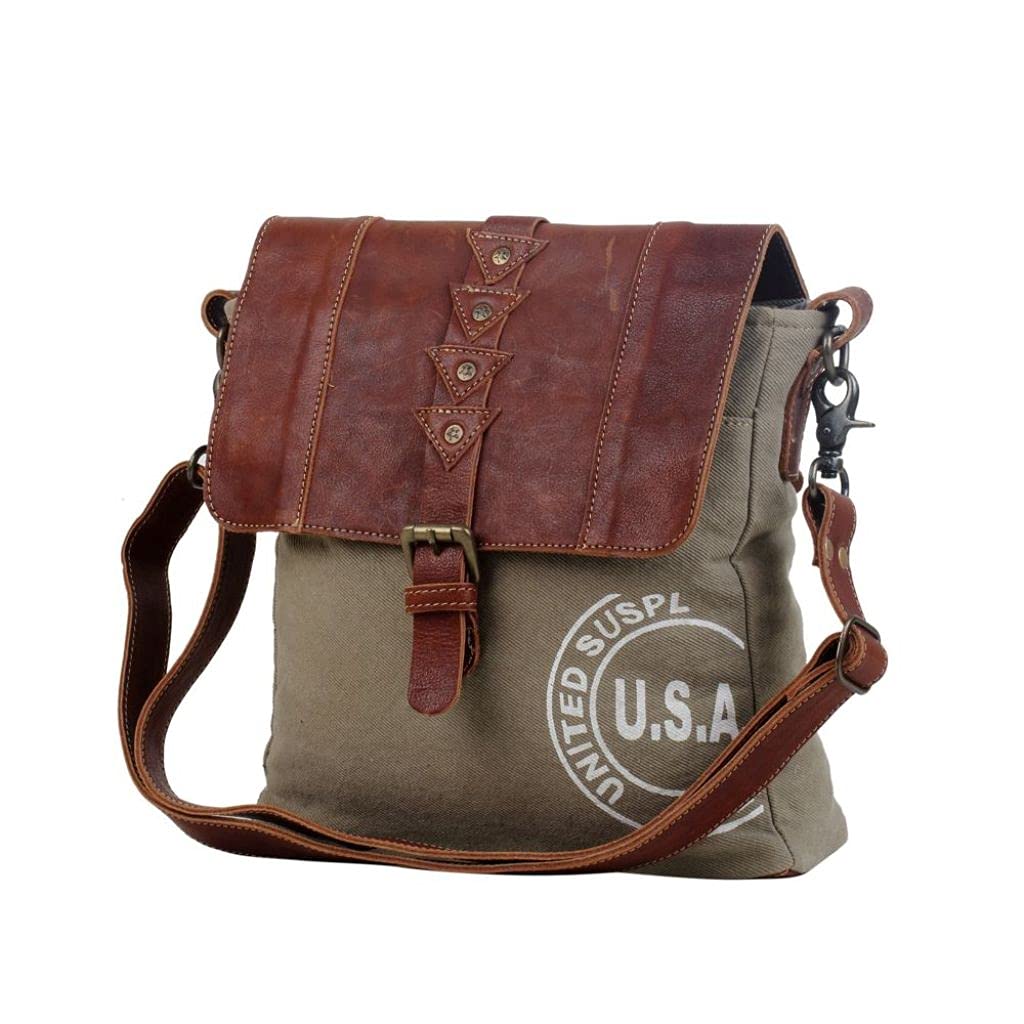 Myra Bag Retro-Inspired Small & Crossbody Bag Upcycled Cotton & Leather S-2859