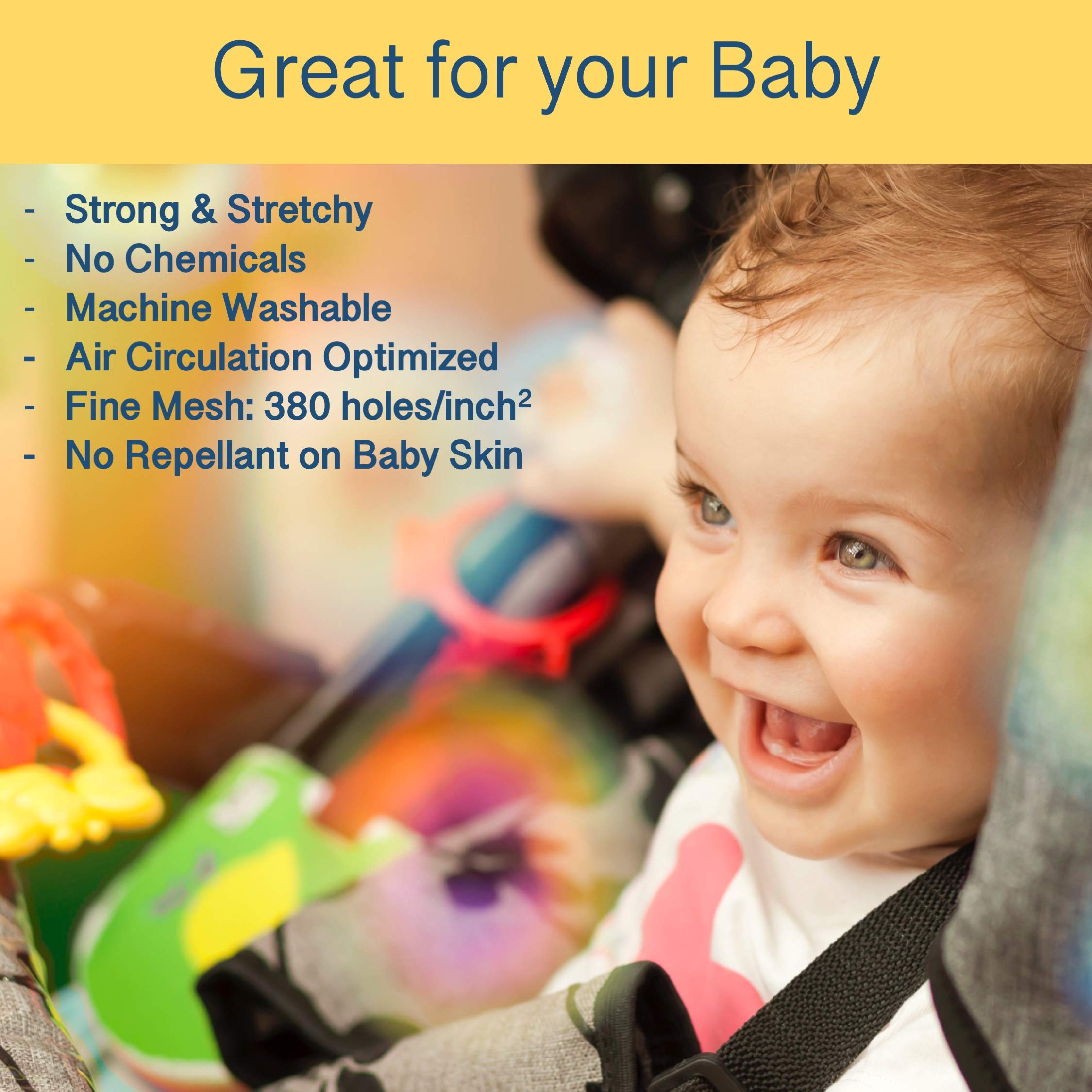 Stroller Mosquito Net for Baby - Durable, Simple Setup System - Extra Fine Holes to Protect Against Mosquitos and Wasps - no Harmful Chemicals - Perfect Fit for Stroller Net, for Car Seats & Carriers