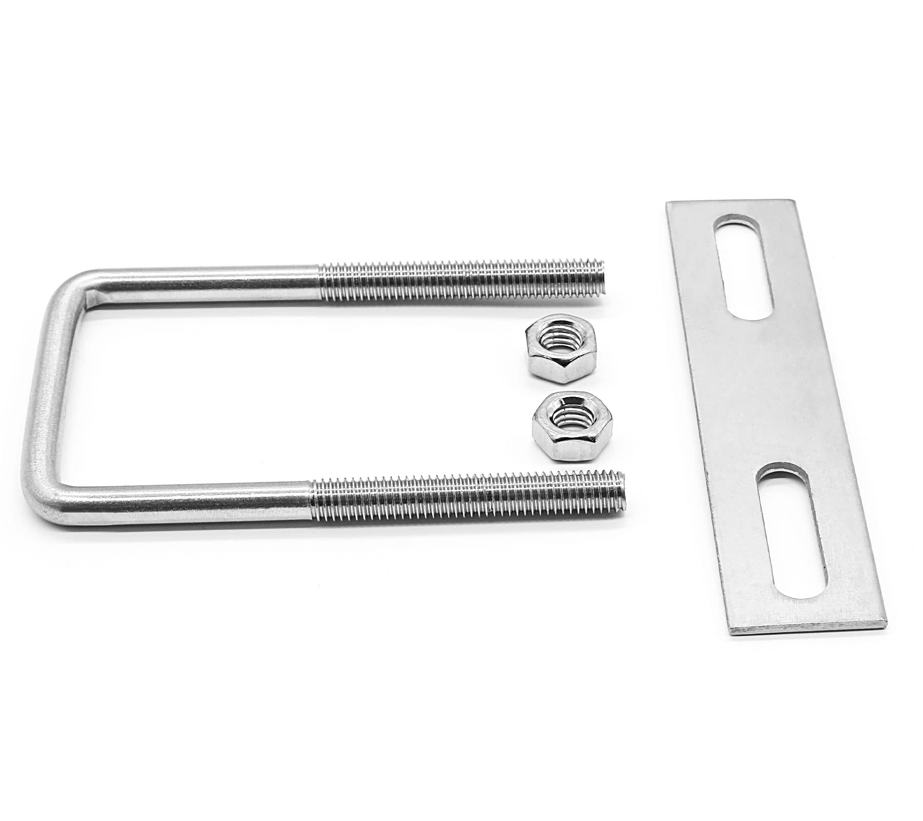 BokWin 4PCS M6x40x80mm Stainless Steel Square U-Bolt Tie Down U Bolt with Frame Plate and Nuts