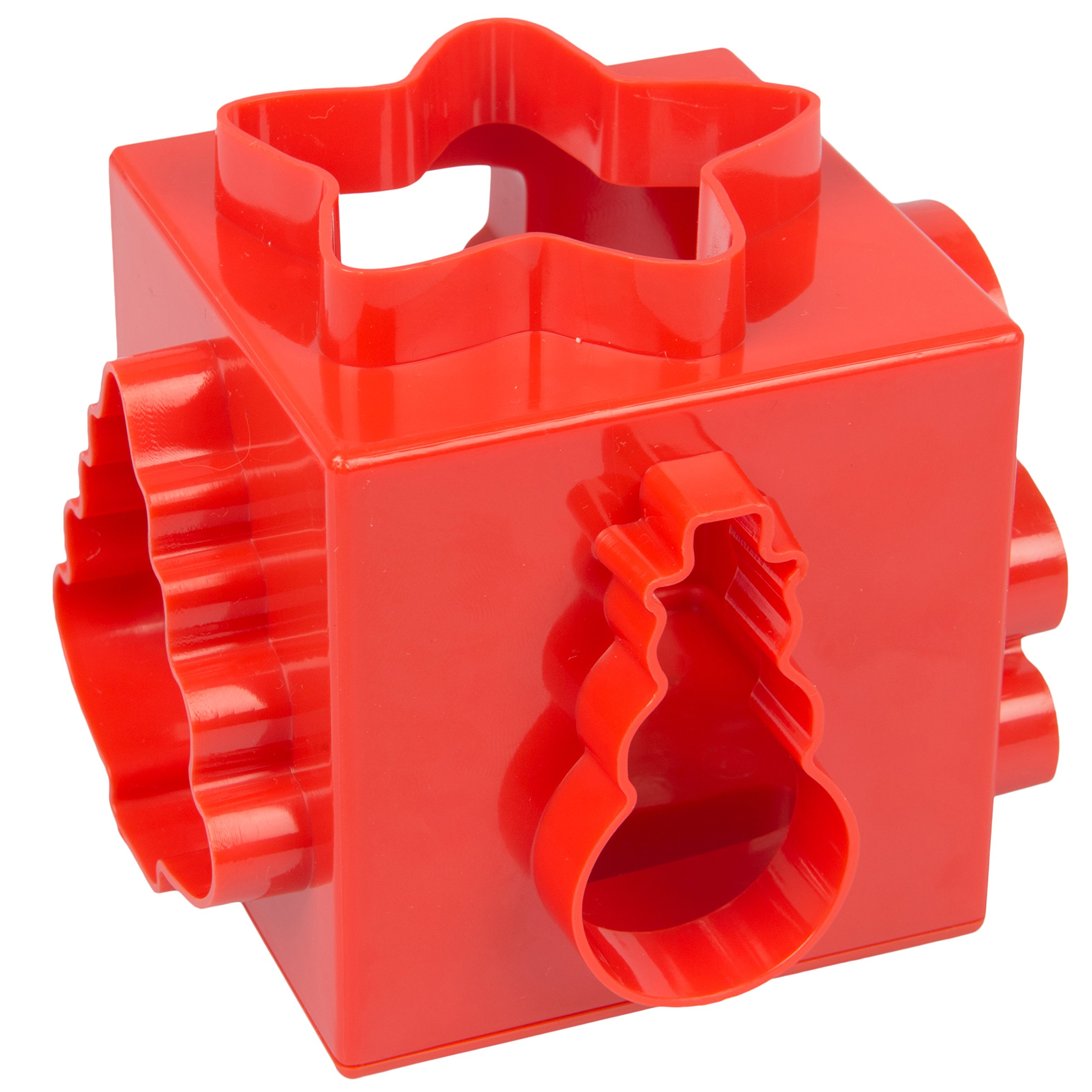 Christmas Cookie Cutter Cube-Holiday Party Cookie Easy Press Set w 6 Unique Winter Shapes- All in One 6-Sided Clutter Free Festive; Stocking Candy Cane Star Tree Gingerbread Man Dishwasher Safe Baking