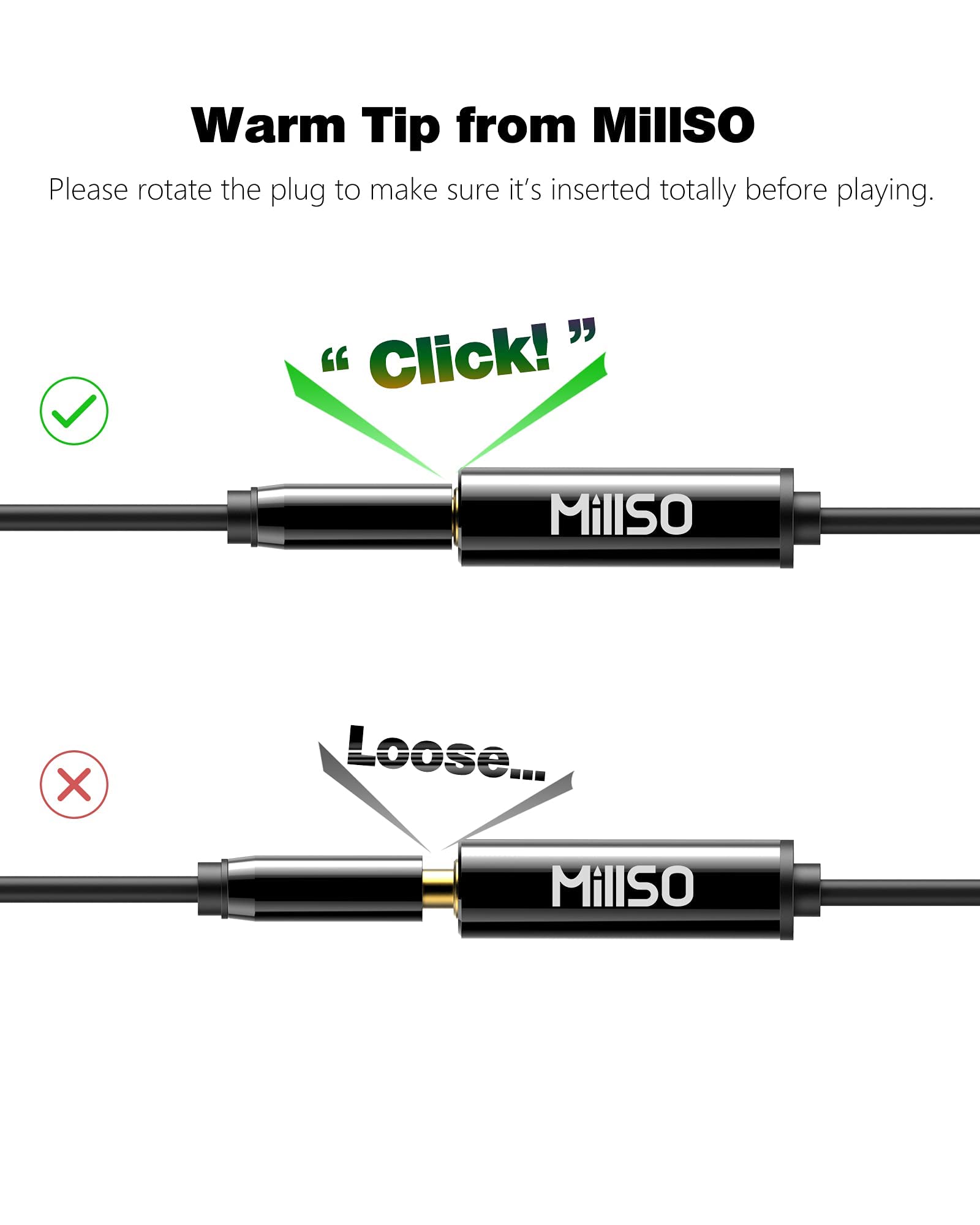 MillSO Bundle 6.35mm 1/4 Female to 3.5mm 1/8 TRS Male Stereo Audio Cable for Amplifiers, Guitar, Keyboard Piano, Home Theater, Mixing Console, Headphones