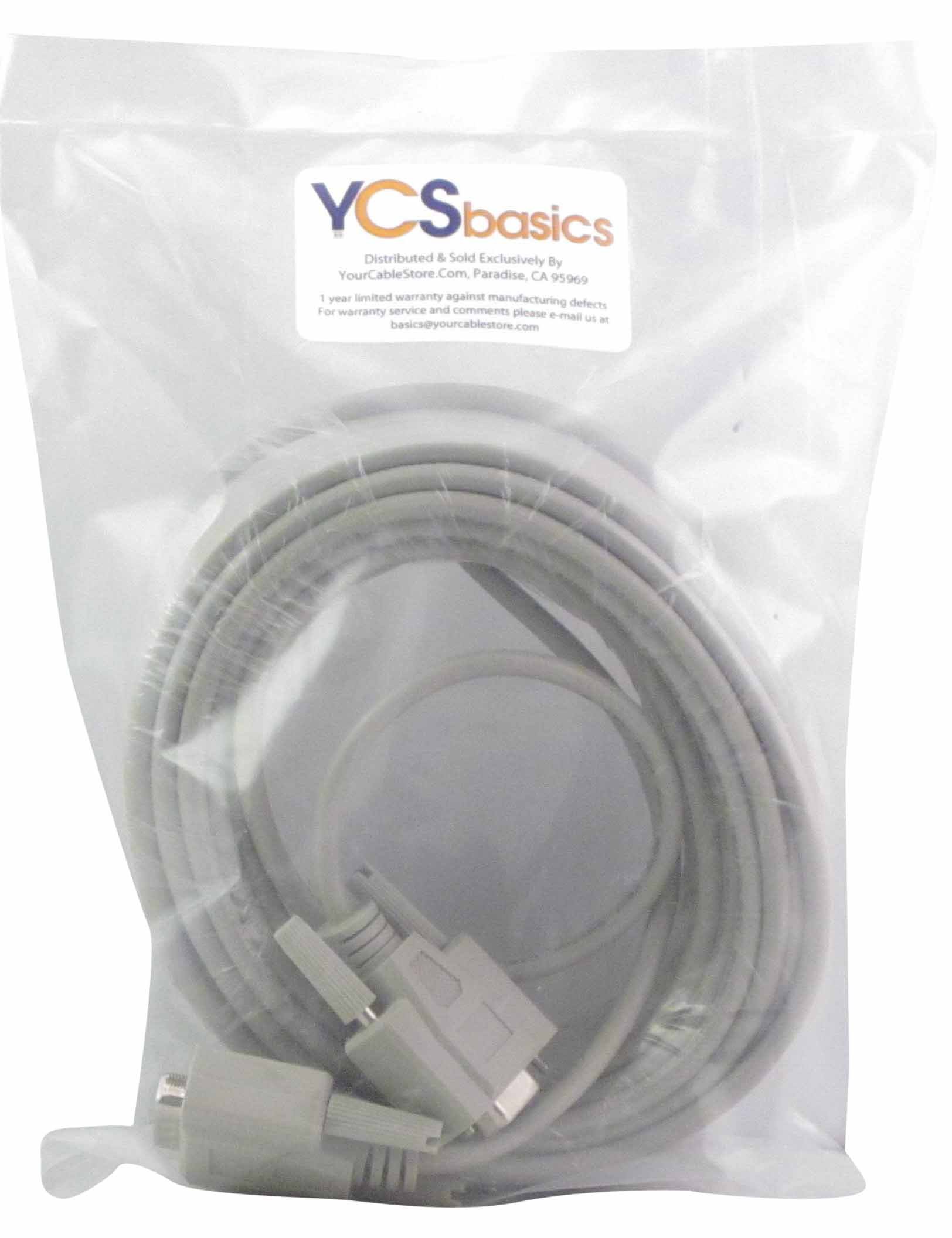 YCS basics 50 Foot DB9 9 Pin Serial / RS232 Male/Female Extension Cable
