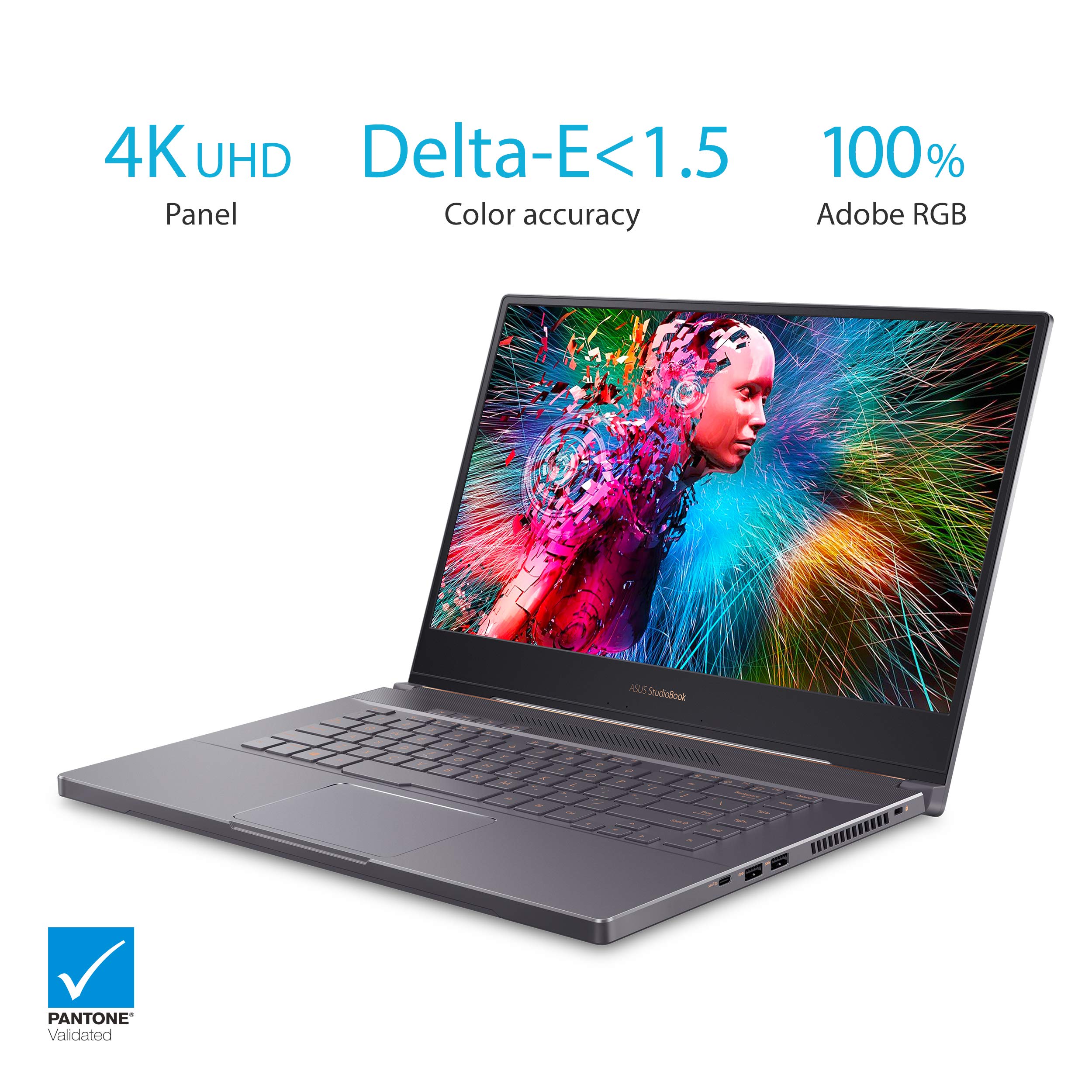 ASUS ProArt StudioBook Pro 15 Mobile Workstation Laptop, 15.6” UHD NanoEdge Bezel, Intel Core i7-9750H, 48GB DDR4, 2TB PCIe SSD, Nvidia Quadro RTX 5000, Windows 10 Pro, W500G5T-XS77, Star Grey