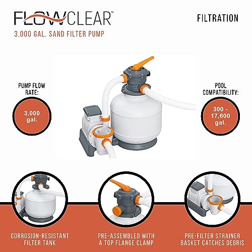 Bestway Flowclear 3000 Gallon Sand Filter Above Ground Pool Pump