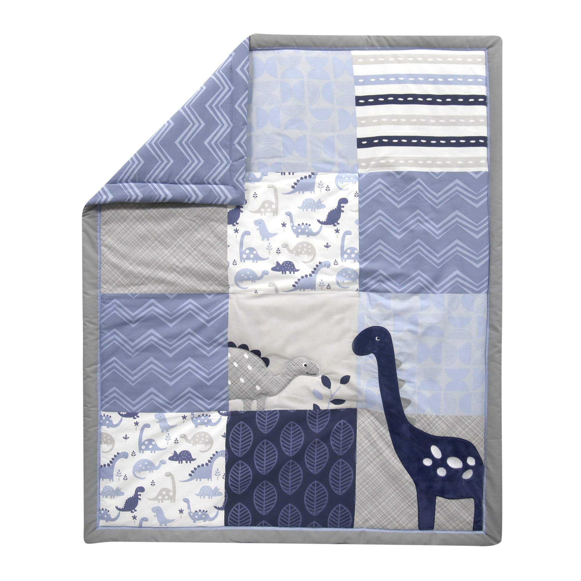Bedtime Originals Roar Dinosaur 3 Piece Crib Bedding Set, Blue/Gray, β44x1x35 Inch