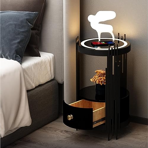 CZDYUF A Few Corners of The Edge of The Intelligent Nightstand Lamp Cabinet are a Few Creative Circular Storage Cabinets (Color : D)