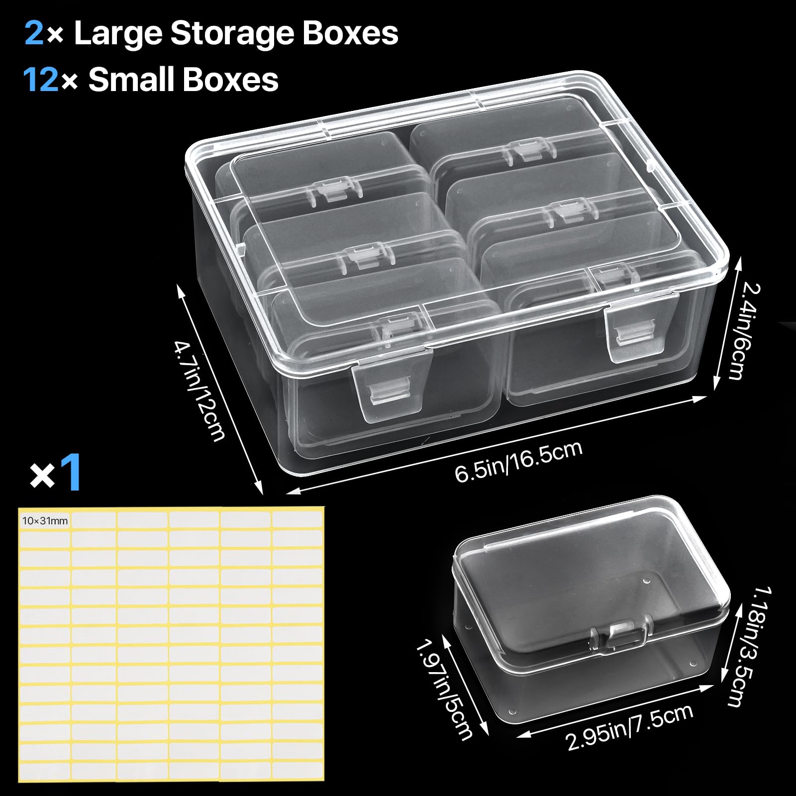 Boocalny 14PCS Bead Organizers and Storage, Small Craft Storage Containers with Lids, Mini Plastic Storage Cases, Plastic Charm Case, Rectangle Transparent Boxes for Nail DIY Jewelry Making Screw