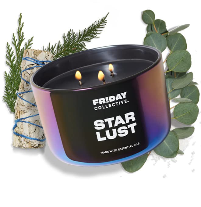 Friday Collective Star Lust Candle, Fresh & Clean Scented, Made with Essential Oils, 3 Wicks, 13.5 oz