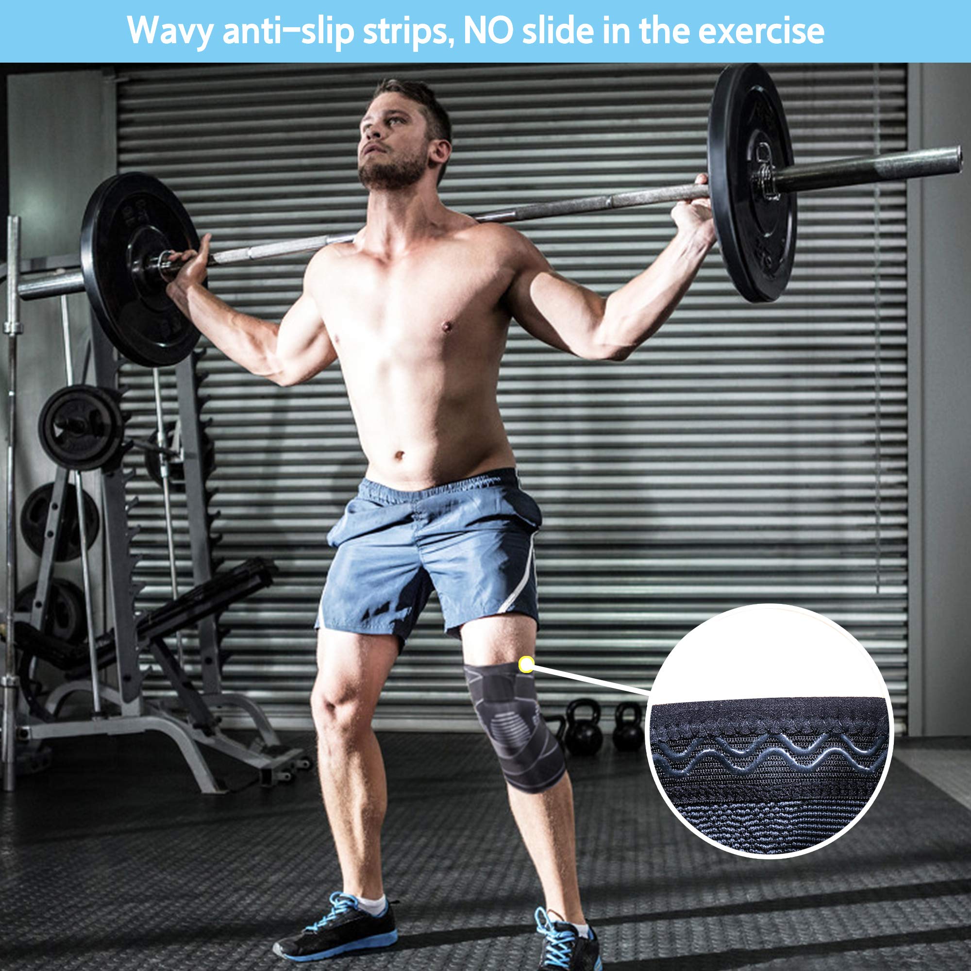 BERTER Knee Brace for Men Women - Compression Sleeve Non-Slip for Running, Hiking, Soccer, Basketball for Meniscus Tear Arthritis ACL Single Wrap (Update Compression Straps Version, X-Large)
