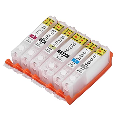 Cartridge Combo Pack, Ink Cartridge Set Reusable 6PCS Clear Printing for Replacement (550-551)