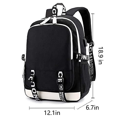 Casual Business Luminous Laptop Backpack USB Headphone Port University Student Men Women School Bag Outdoor Travel Bookbag (Ghost face)
