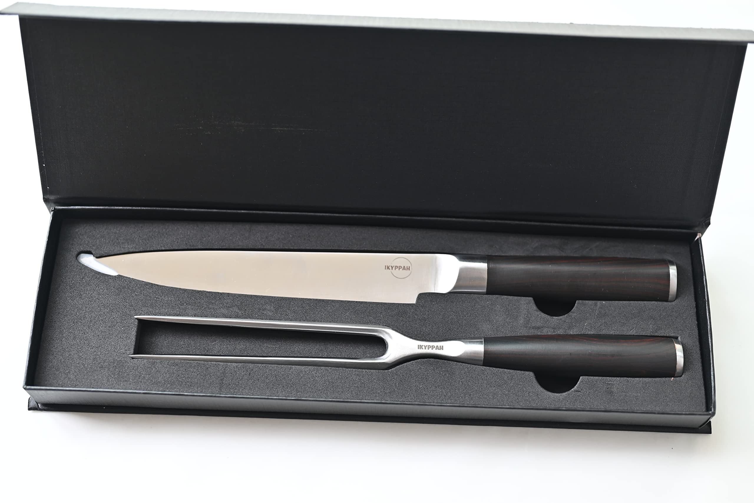 Carving Knife and Fork Set 2 Piece, Ebony handle,BBQ knives for Slicing Meats