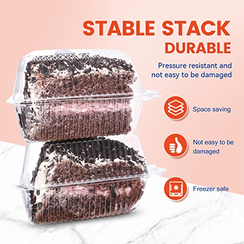 DODHEG 120 PCS Plastic Cake Containers, Clear Hinged Plastic Containers, Clear Plastic Take out Containers, with Bring 120 Sealing Stickers, for Home Bakery and Cafe (5.5x4.2x3 inches) Triangles.
