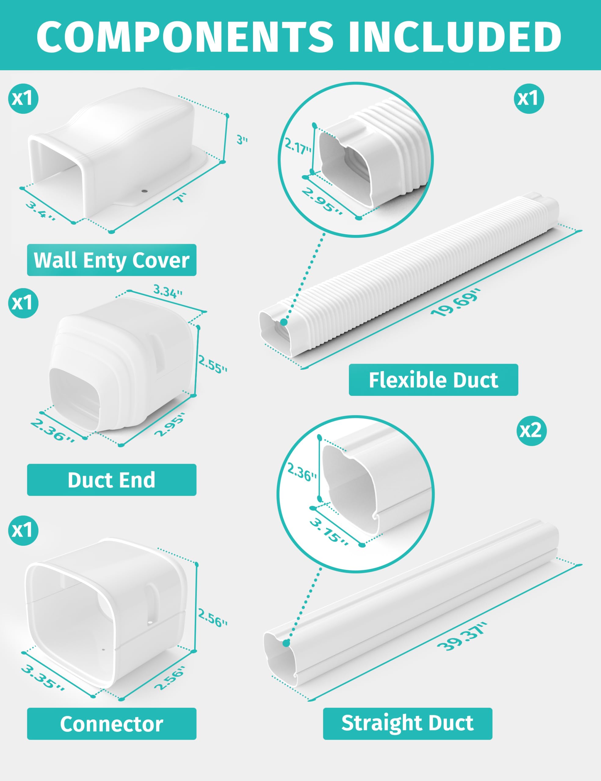 eastoyo Mini Split Line Set Cover, 3''W 9 Ft Decorative PVC Line Cover Kit for Split Air Conditioner, Central AC and Heat Pumps, Zinc-Plated Antirust Screws Inclued