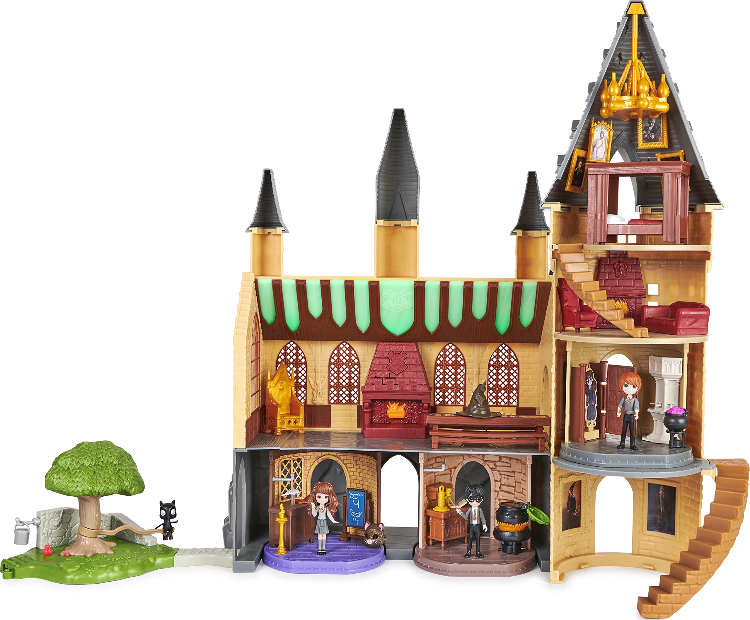 Wizarding World Harry Potter, Magical Minis Amazon Exclusive Deluxe Hogwarts Castle, 3 Classroom Playsets, 22 Accessories, 3 Figures, Lights & Sounds
