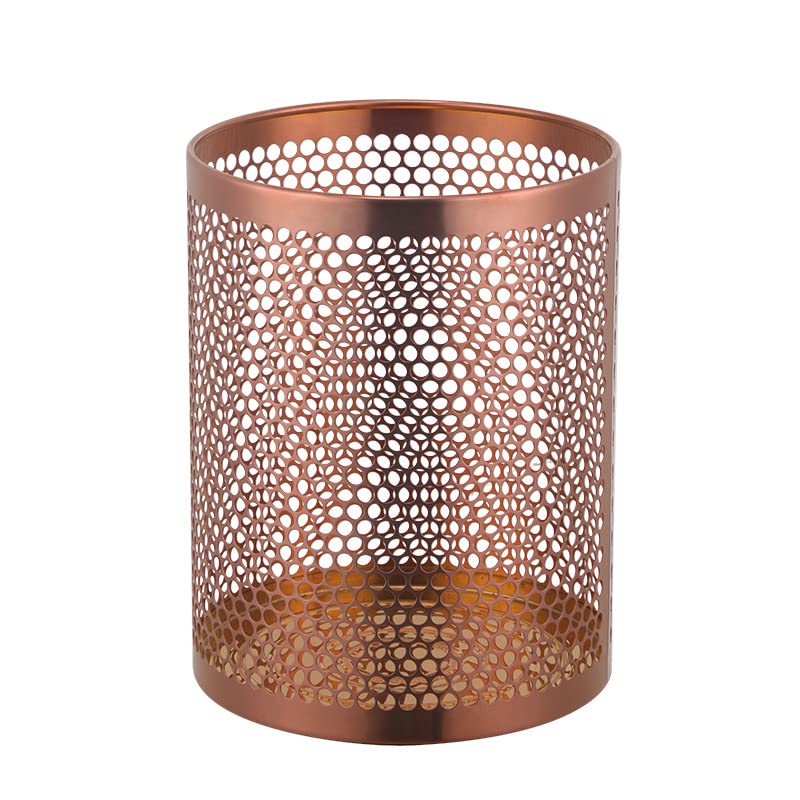 BOOTLION Stainless Steel Mesh Wastebasket,3.5Gallon Round Mesh Wastebasket Trash Can Recycling Bin,Waste Paper Basket,Kitchen Trash Cans,for Home,Office, Bathroom, Bedroom (Rose Gold)