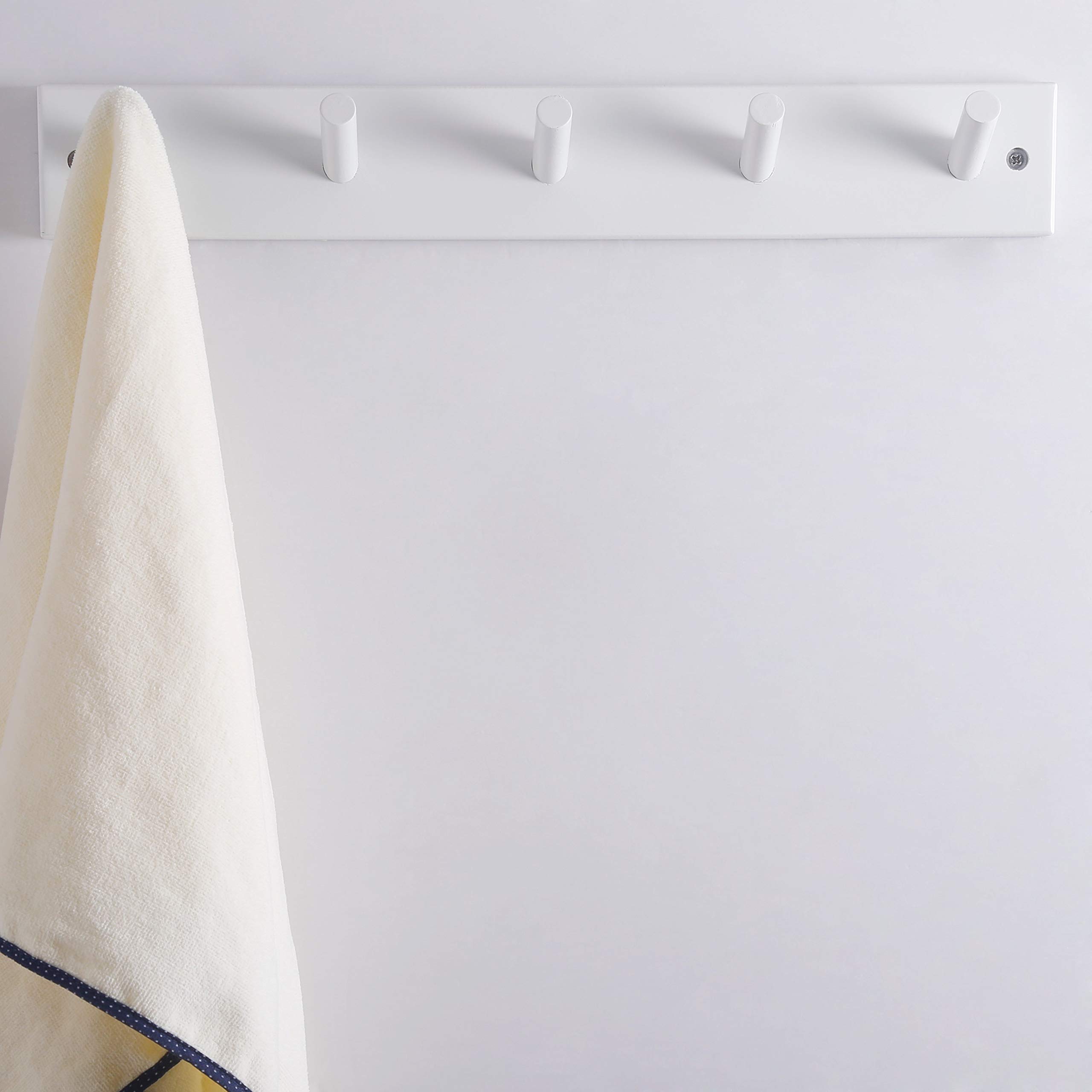 Dseap Wall Mounted Coat Rack: 16-Inches Hole to Hole, 5 Pegs Coat Hanger Hooks for Hanging Coats Towels Hats Clothes, White